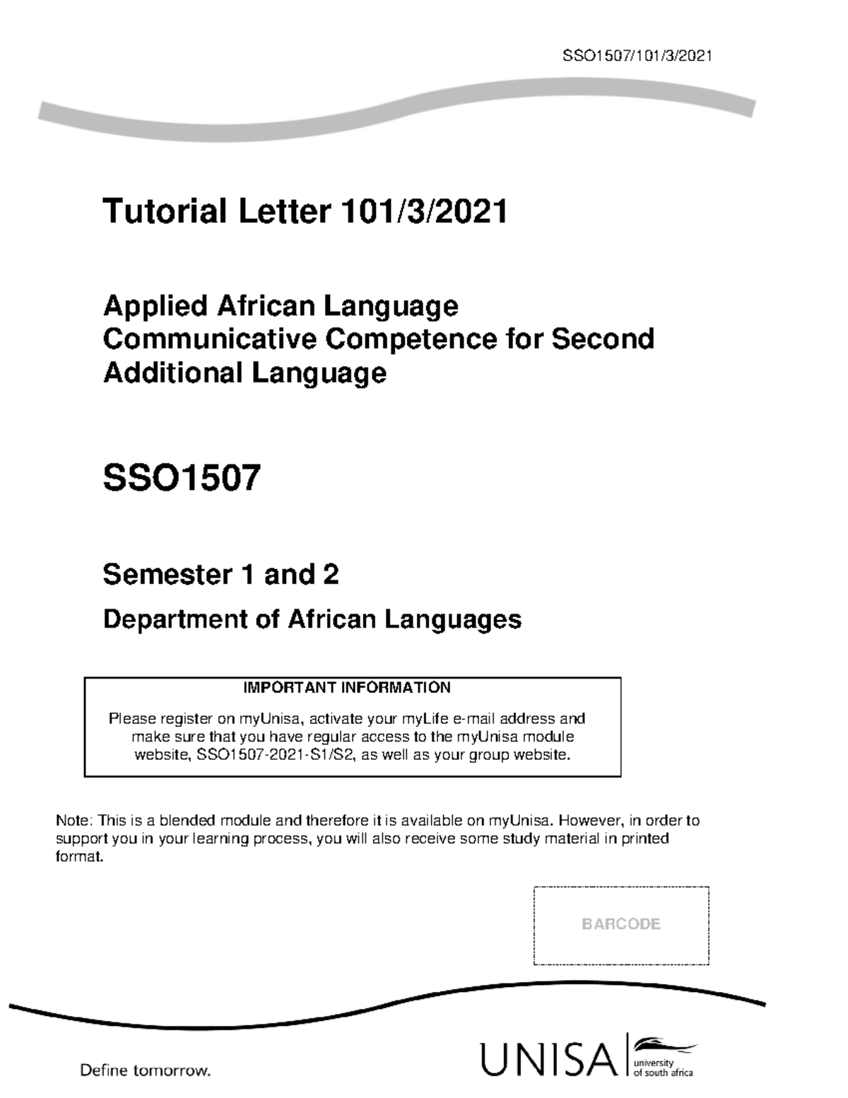 Sso questions (1) - SSO1507/101/3/20 21 Tutorial Letter 101/ 3 / 2021 ...