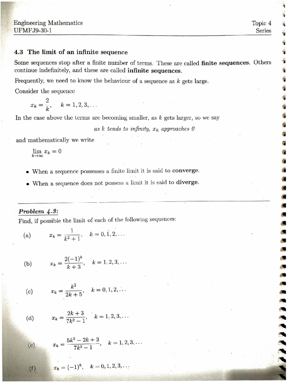 Lec 4.3 - Sequences - Lecture notes 4.3 - Engineering Mathematics UFMF ...