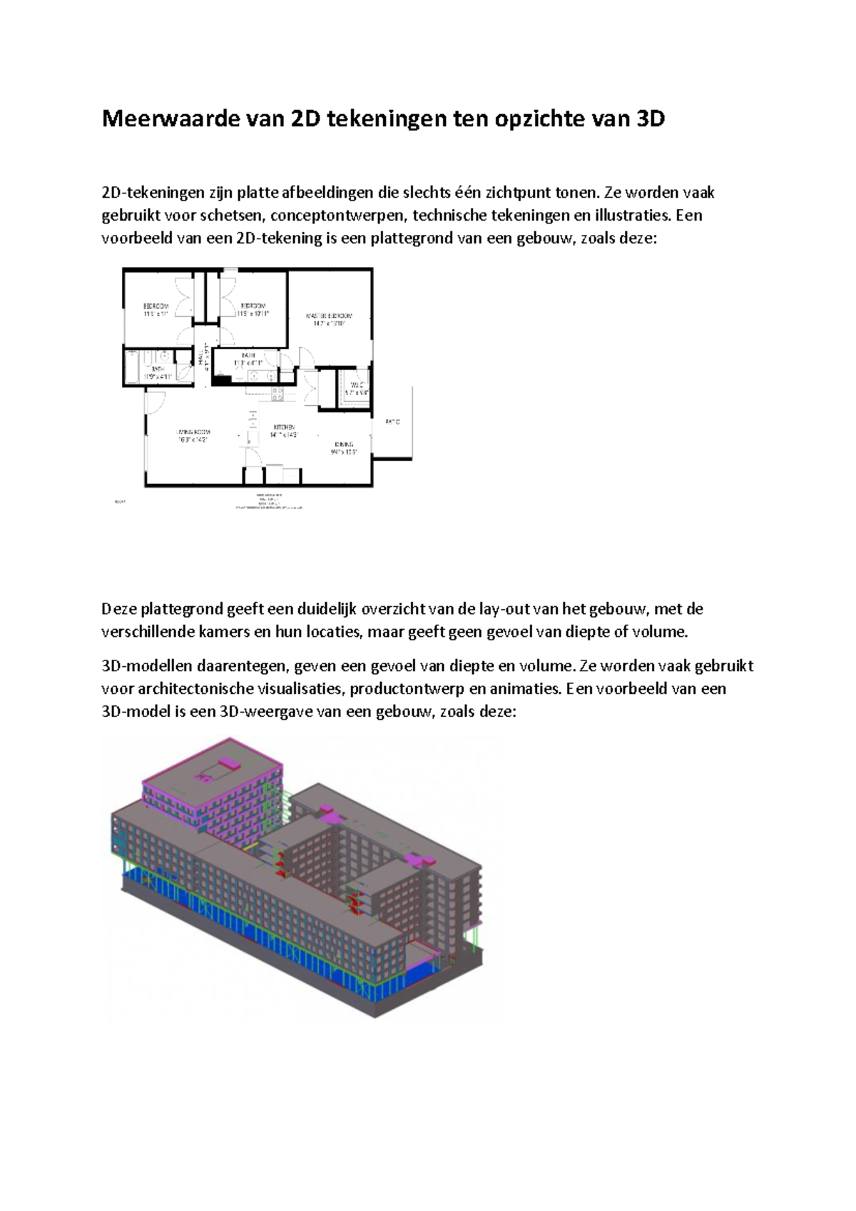 Opdracht 2D-tekening - Meerwaarde van 2D tekeningen ten opzichte van 3D ...