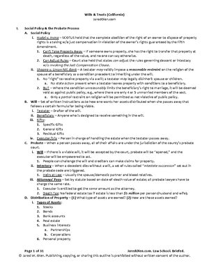 Wills and Trust Outline for exams - Definitions a. Testamentary i ...