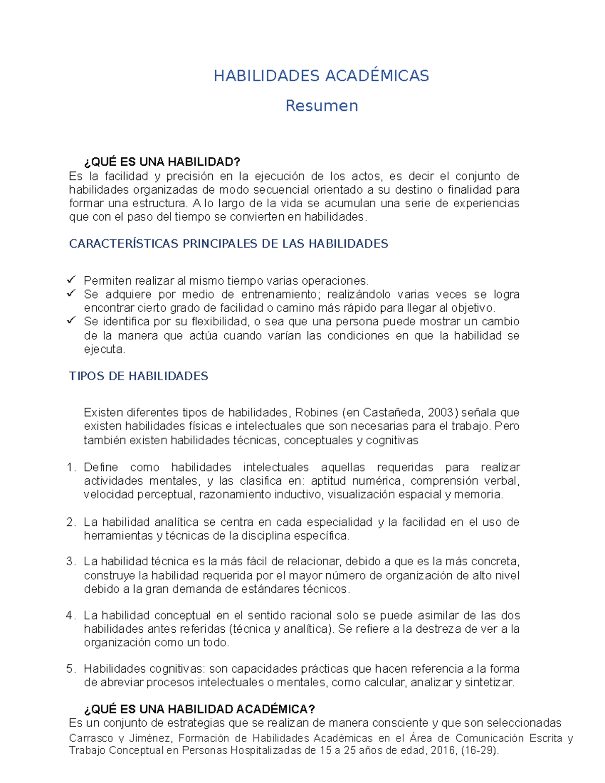 Act. 1. Resumen Habilidades Académicas - HABILIDADES ACADÉMICAS Resumen ...