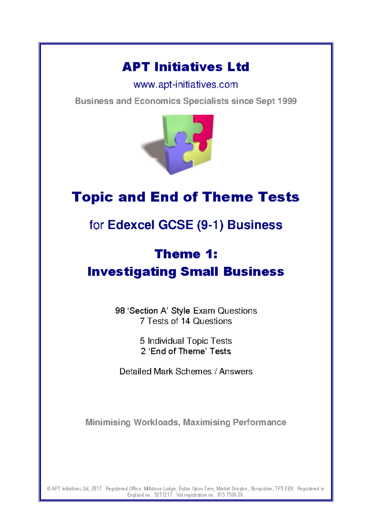 APT test - assessment - © APT Initiatives Ltd, 2017. Registered Office ...