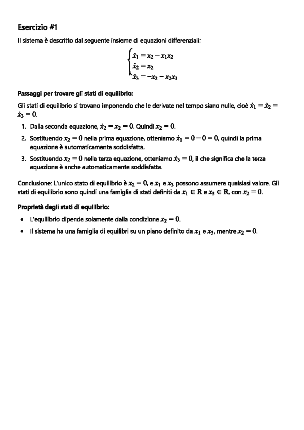 Esercizio 1 2 3 lez 8 - esercizi lezione 8 - Esercizio Il sistema è descritto dal seguente ...