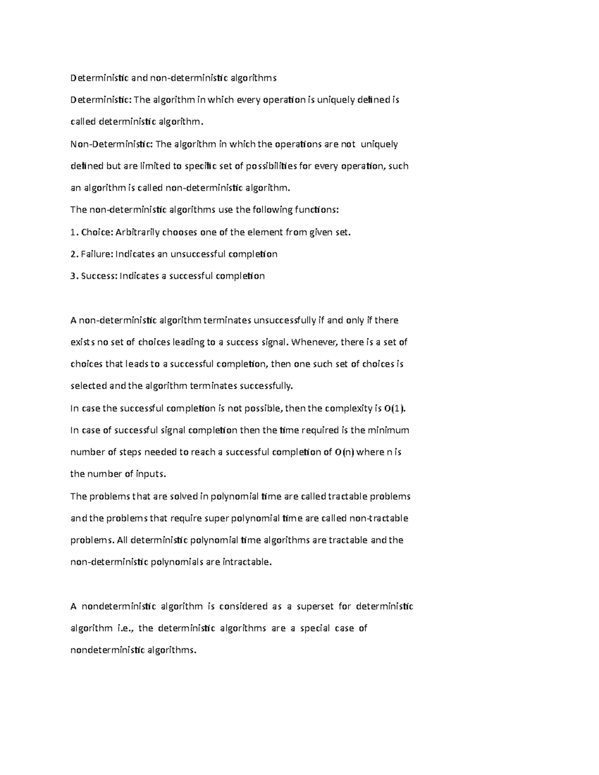 Ca n and np - notes - Deterministic and non-deterministic algorithms ...