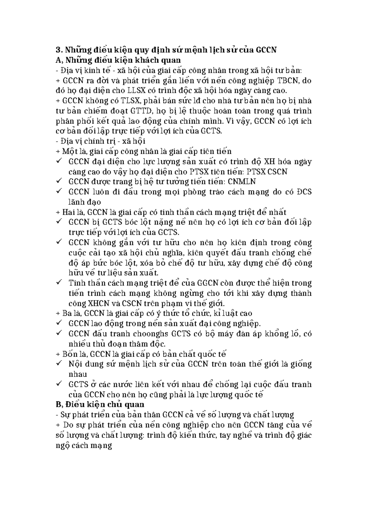 Cnxh - chủ nghĩa xã hội khoa học - Nh ững đi ều ki ện quy đ nh s ị ứ m ệnh l ch s ị ử c ủa GCCN ...
