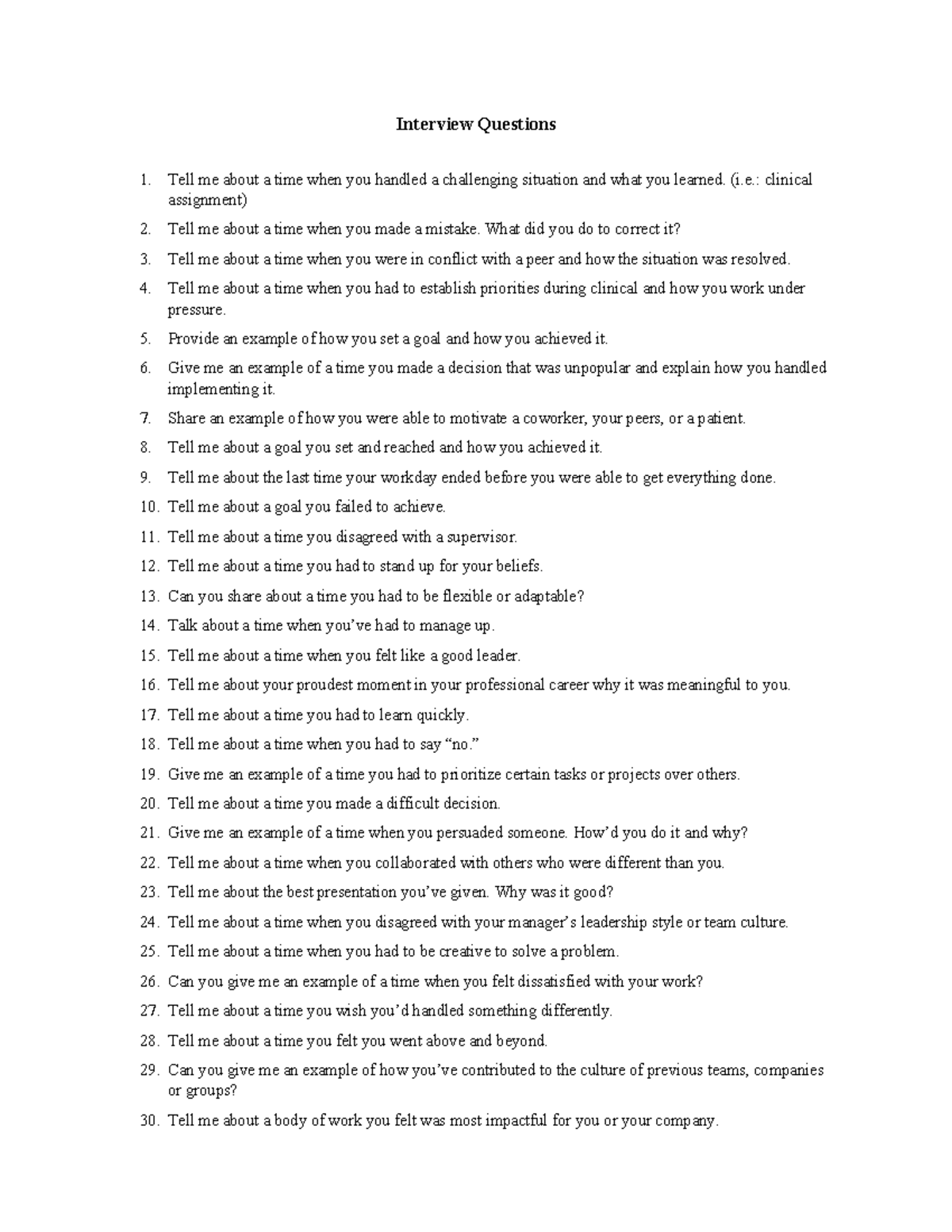 Interview Questions - Tell me about a time when you handled a ...