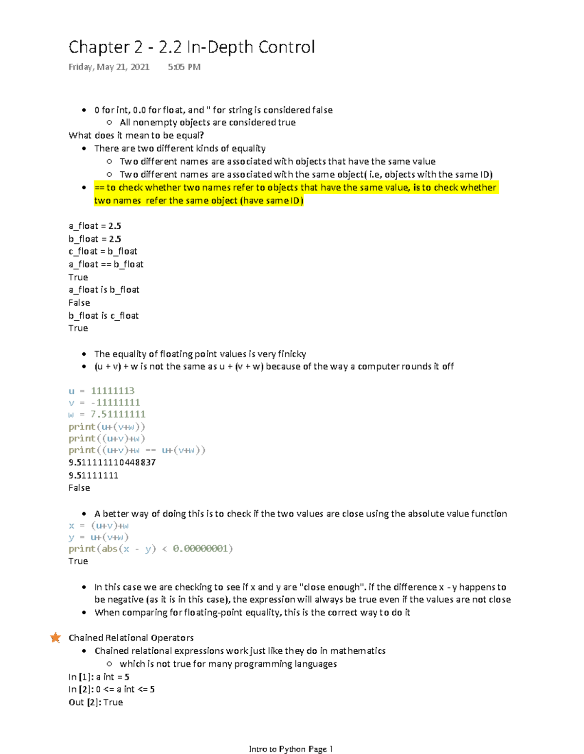 Chapter 2 - 2.2 In-Depth Control - 0 for int, 0 for float, and '' for ...