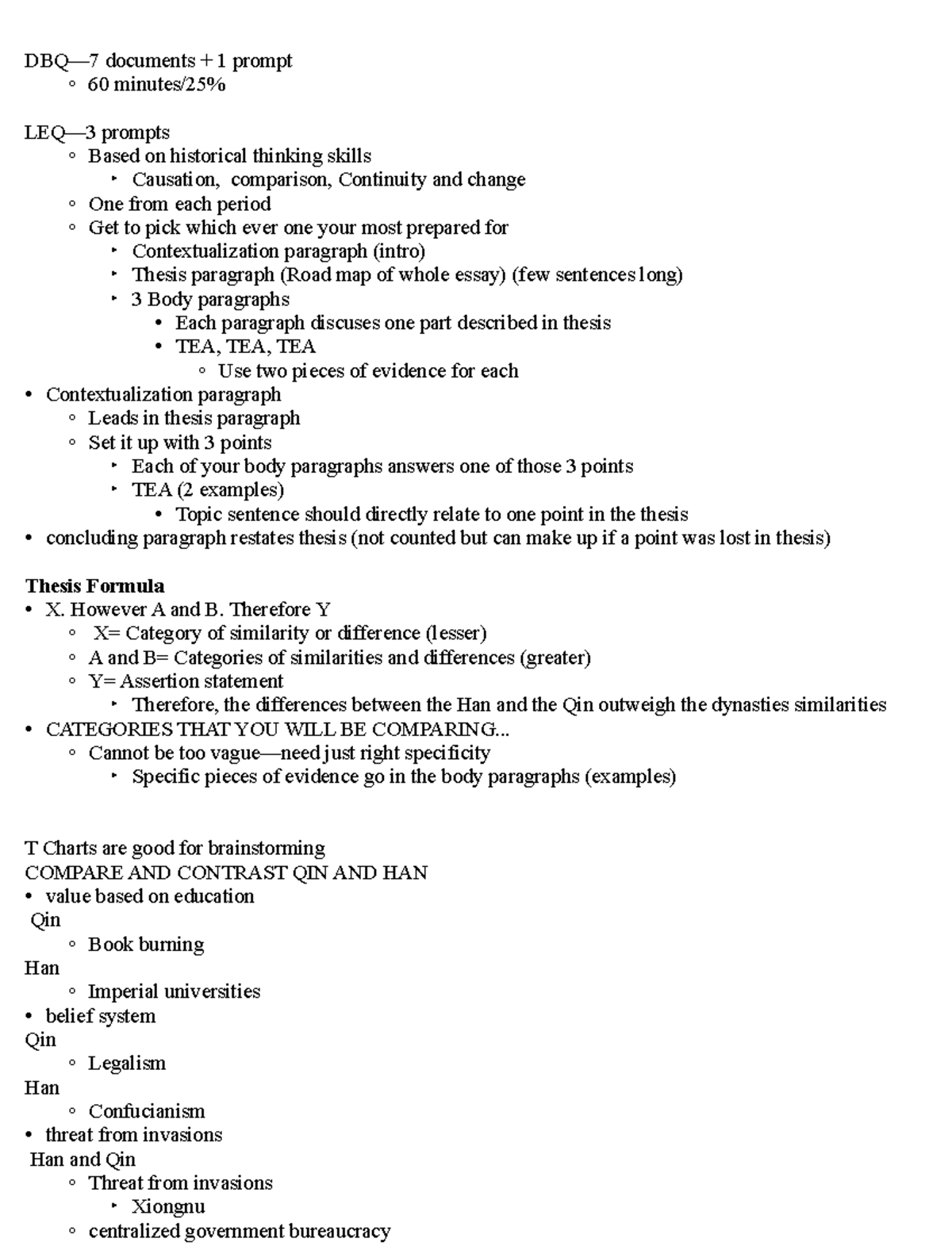 LEQ - This is for leq - DBQ—7 documents + 1 prompt 60 minutes/25% LEQ—3 ...
