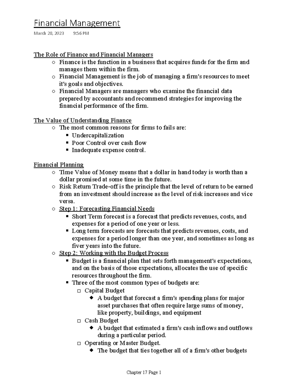 1E03 Chapter 17 - Exclusive In-Class Notes for Business Environment and ...