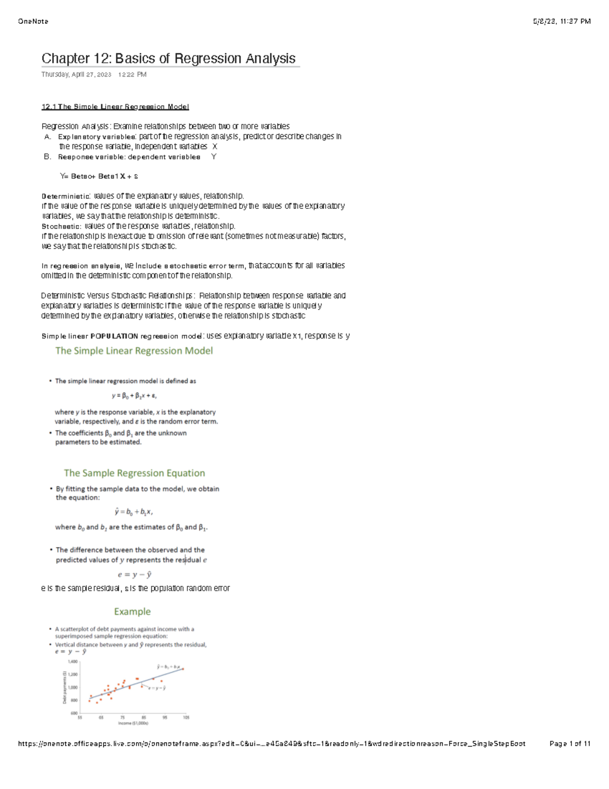 Chapter 12 Lecture and Notes - Chapter 12: Basics of Regression ...