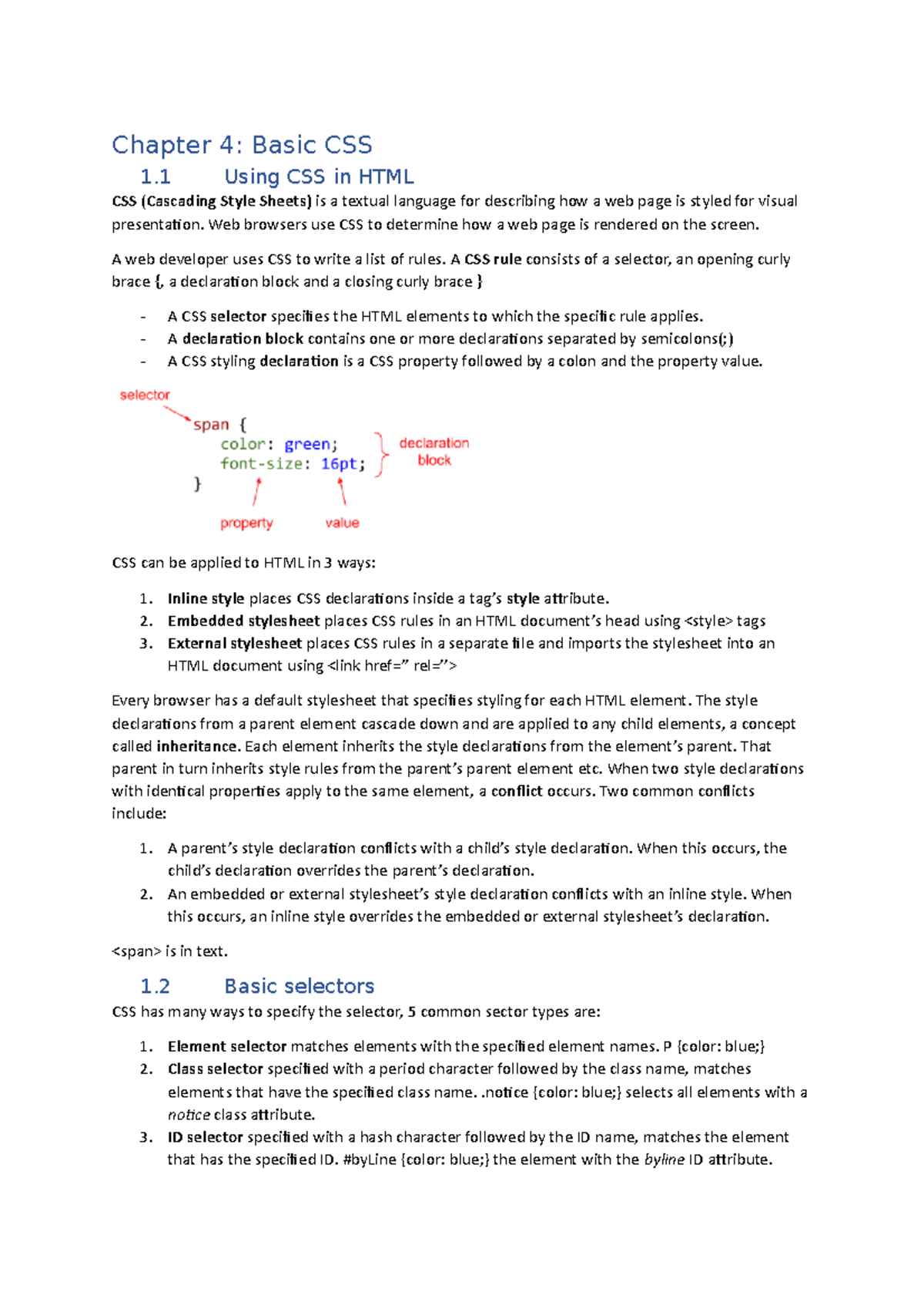 4 - Chapter 4 - Chapter 4: Basic CSS 1 Using CSS in HTML CSS ...