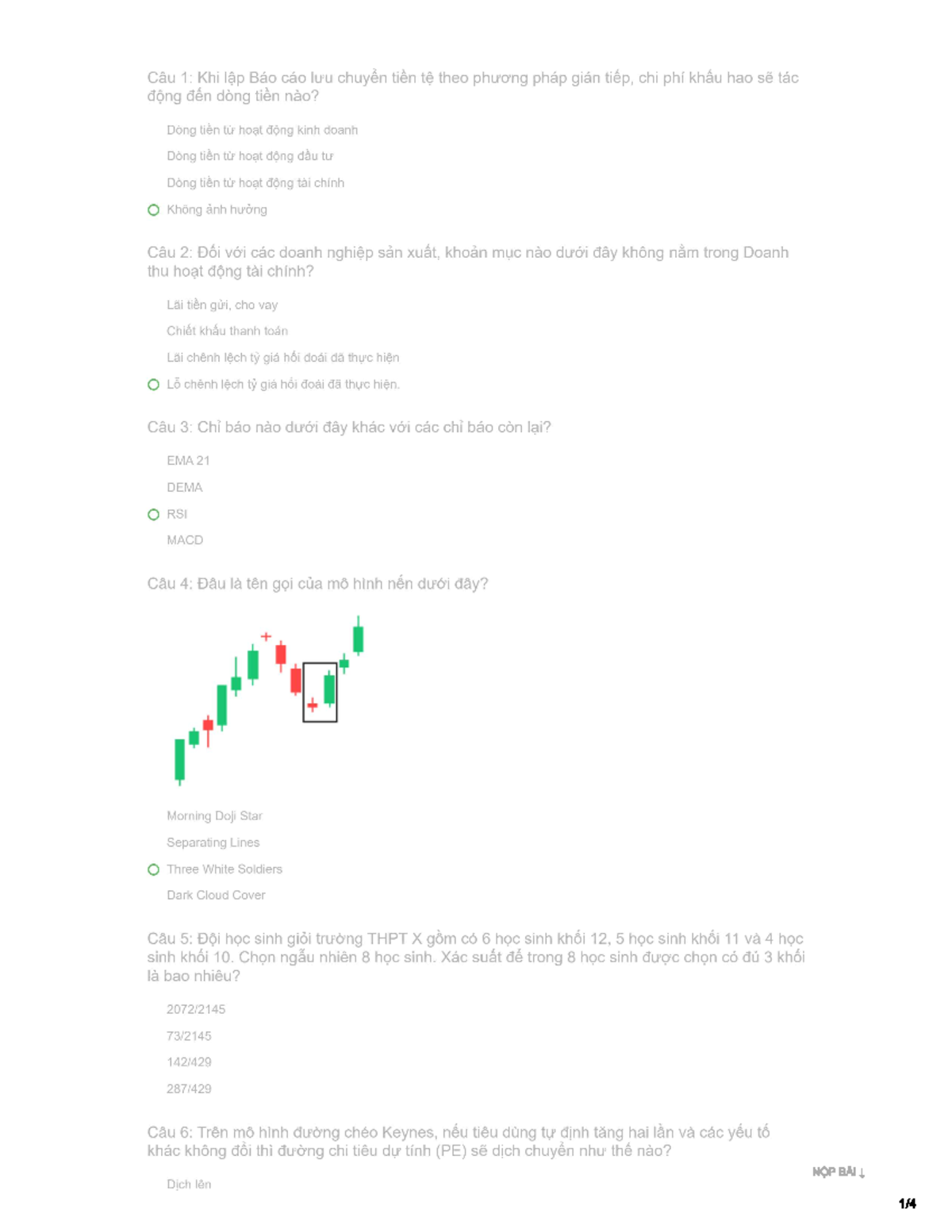 đề thi liên quan đến đầu tư - Câu 1: Khi lâp Báo cáo luu chuyen tien tê theo phuong pháp gián ...