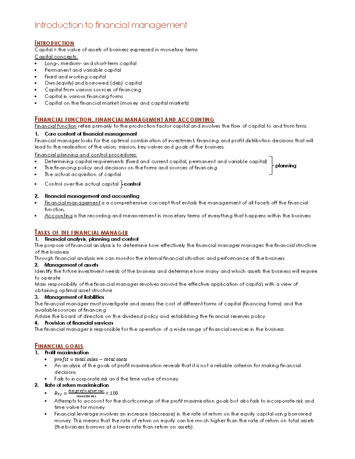 EB122 unit 5 (ch13 & ch14) - Introduction to financial management ...