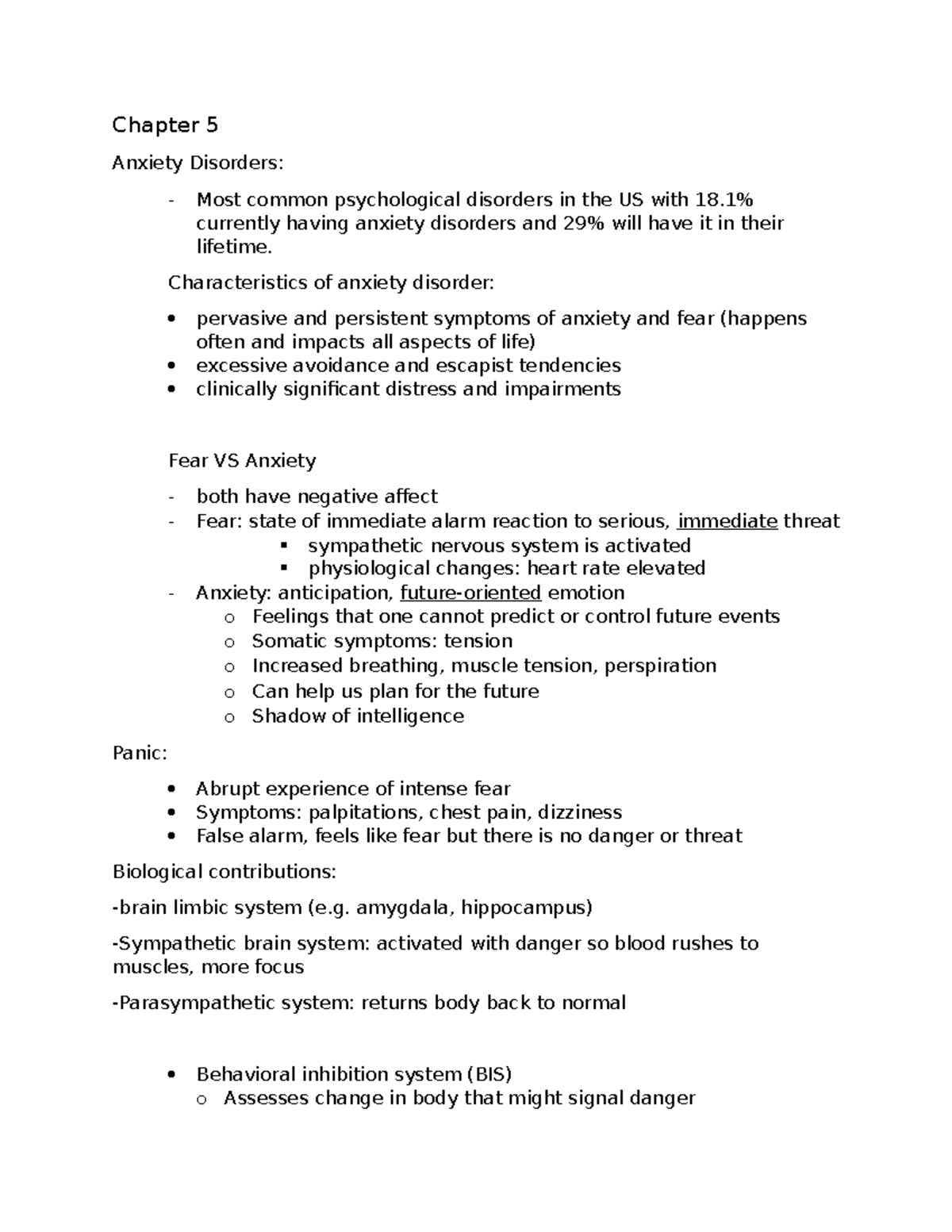 PSYCH 223-Review 2 - review of second exam - Chapter 5 Anxiety ...