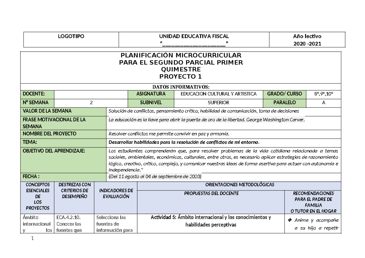 ECA PCA Proyectos 1,2,3,4,5,6,7-1 - 1 LOGOTIPO UNIDAD EDUCATIVA FISCAL ...