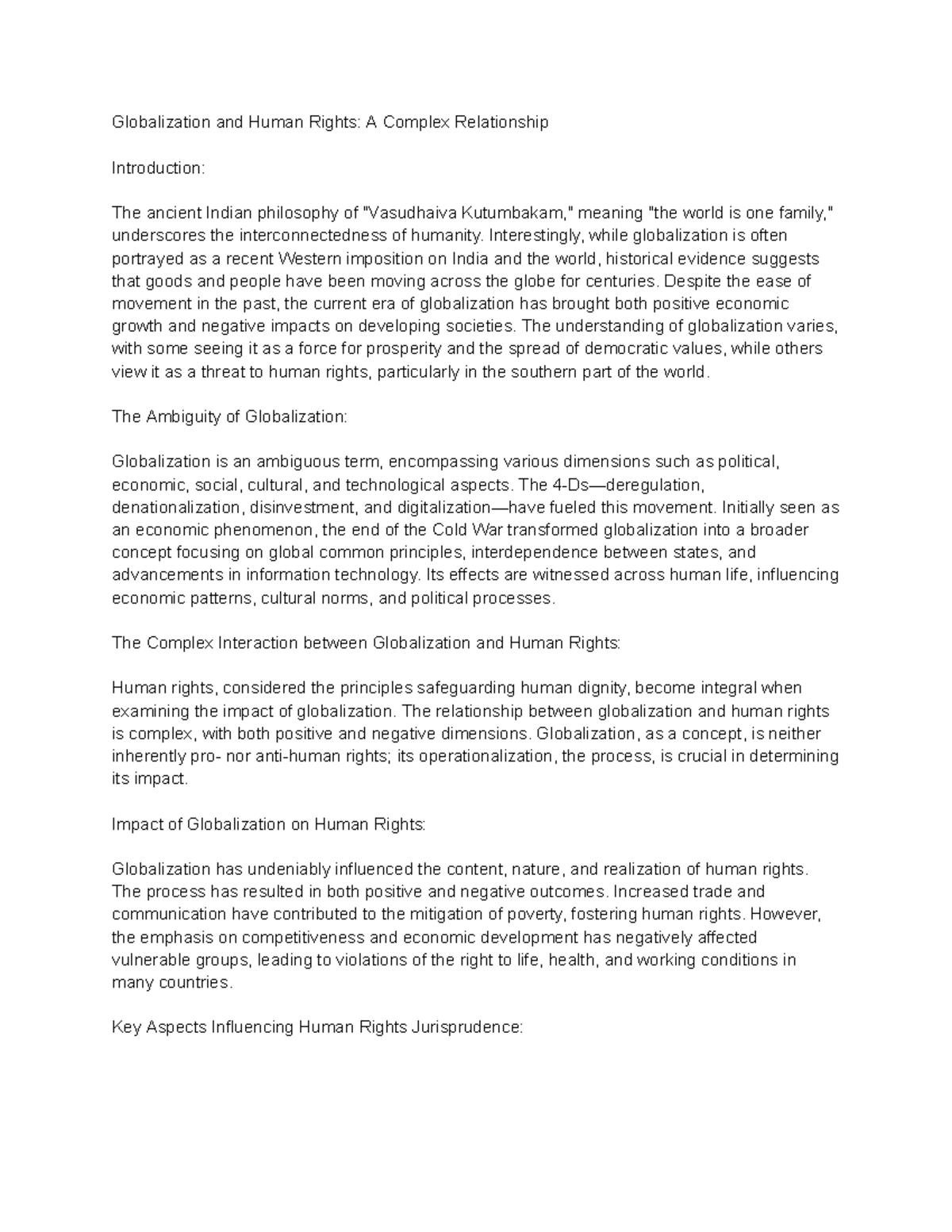 Globalization and Human Rights- A Complex Relationship - Globalization ...