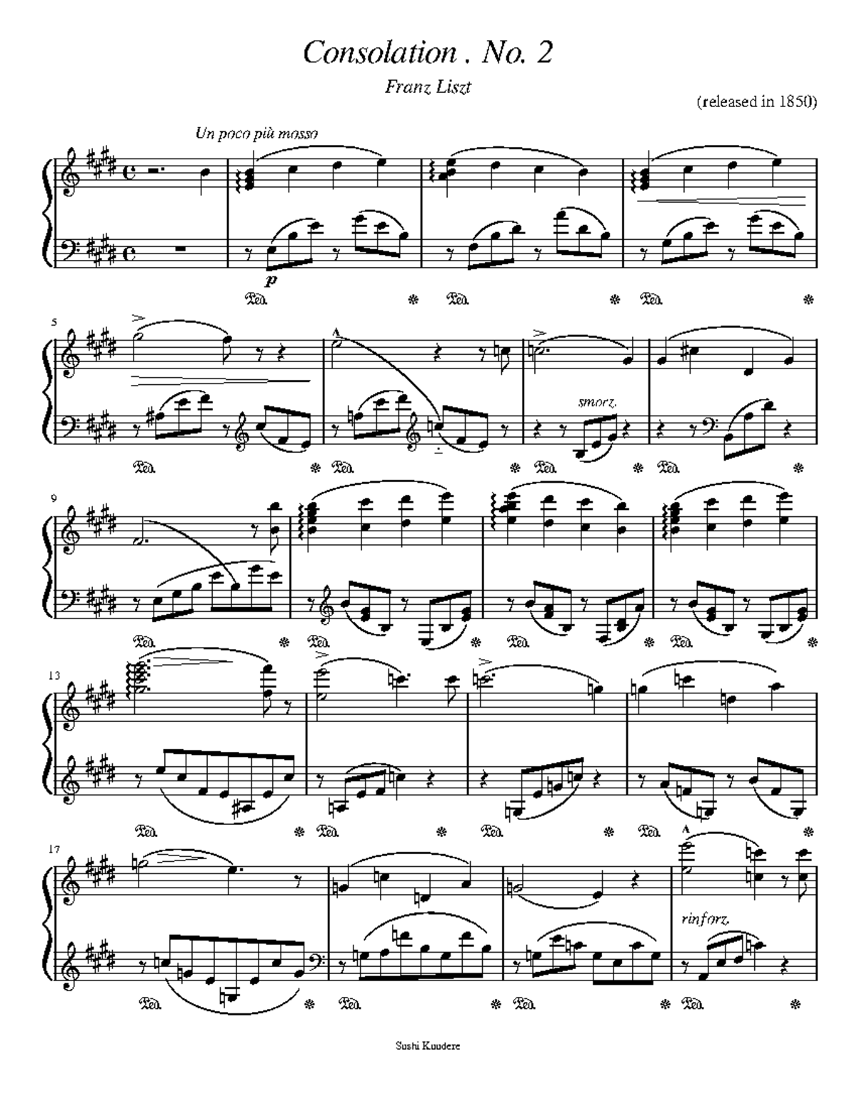 Franz Liszt - Consolation No. 2 - (released in 1850) Franz Liszt ...