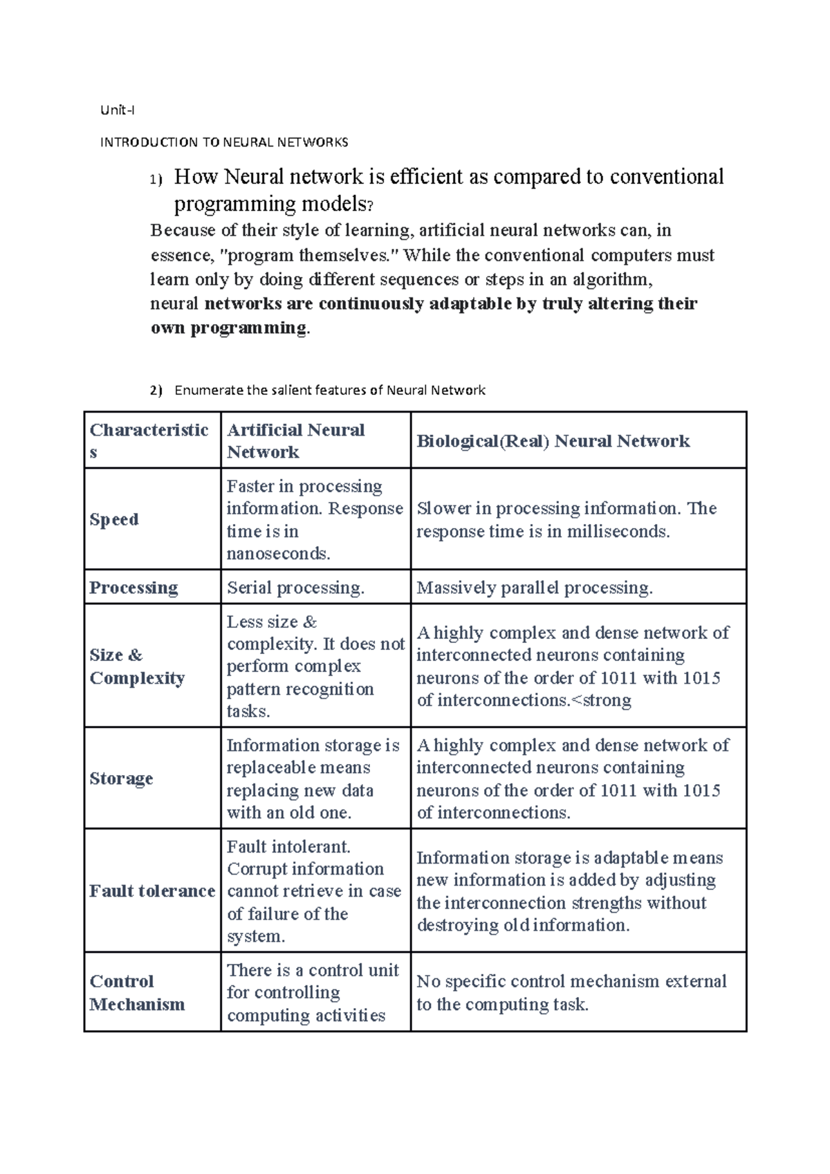 DL 2 Marks - answers - Unit-I INTRODUCTION TO NEURAL NETWORKS 1) How ...