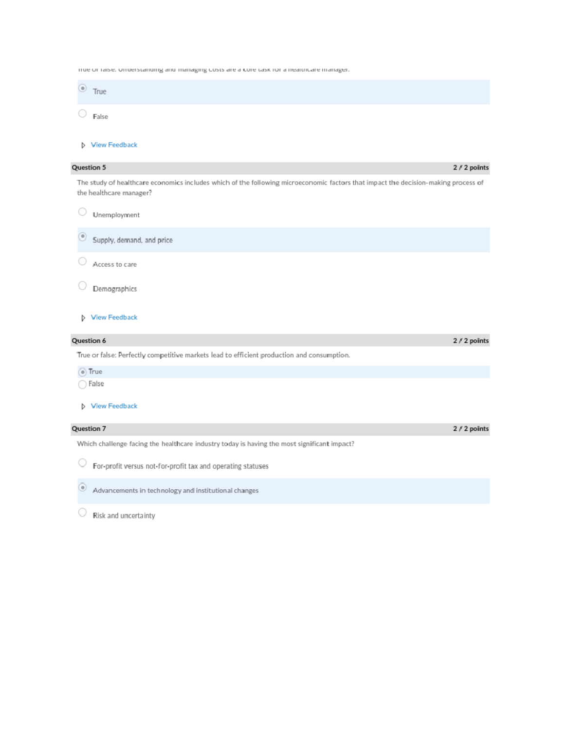 Healthcare Economics quiz pt 2 - HCM320 - Studocu