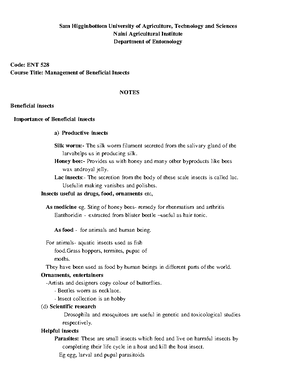 Parasite and predators - Management of beneficial insects - Studocu