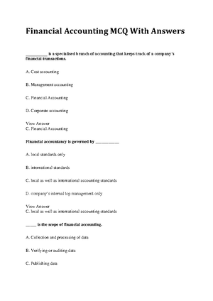 Corporate Accounting MCQ With Answers - Corporate Accounting MCQ With Answers _________ refers ...