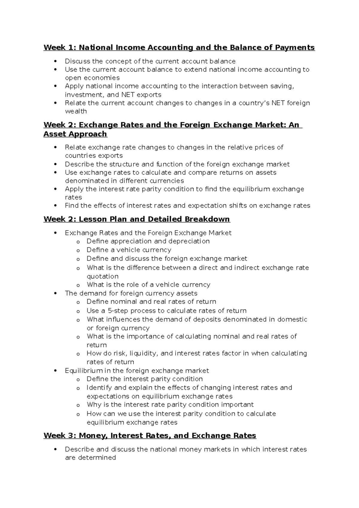 ITF Learning Outcomes - Summary International Economics: Theory and ...