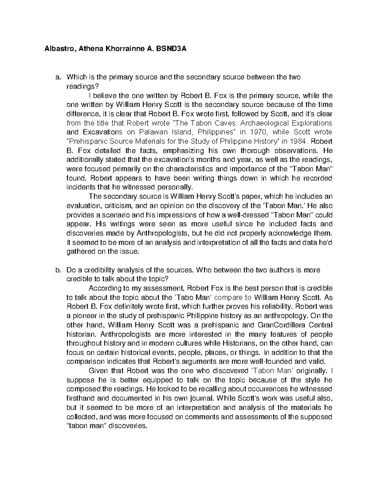 Phil History Activity 1 Comparative Analysis - Albastro, Athena ...