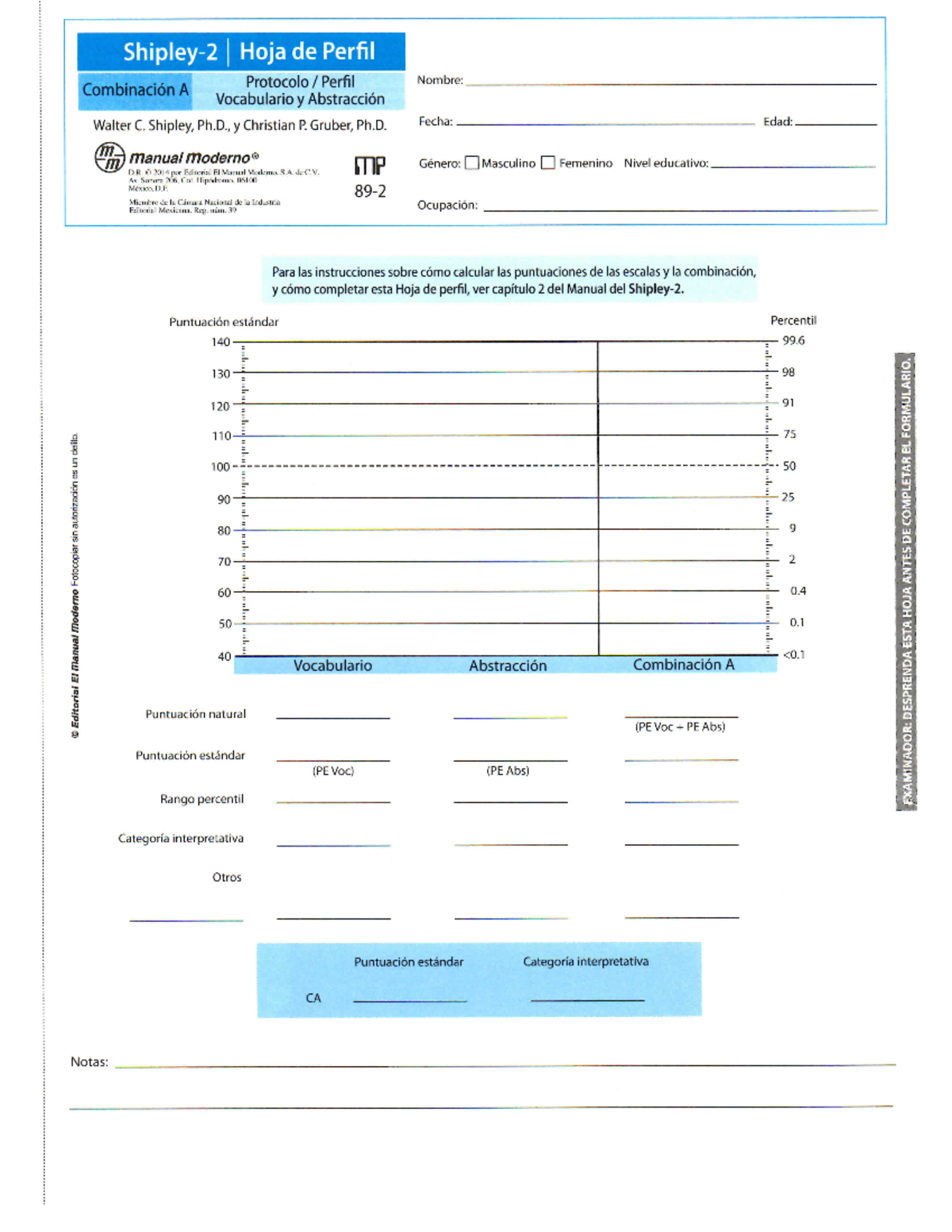 TEST Shipley 2 - practicas de material escolar - Psicologia - Studocu