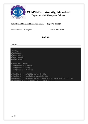 Artificial intelligence Lab report 4 - Artificial Intelligence Lab ...