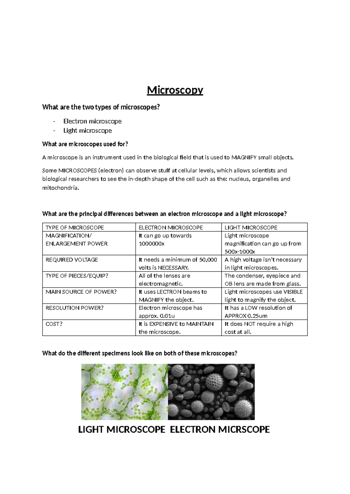 Microscopy - fefwswqwqg - Microscopy What are the two types of ...
