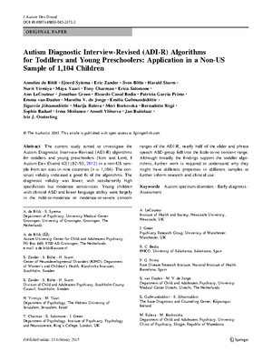 Autism Diagnostic Interview Revised - Contents Autism Diagnostic ...