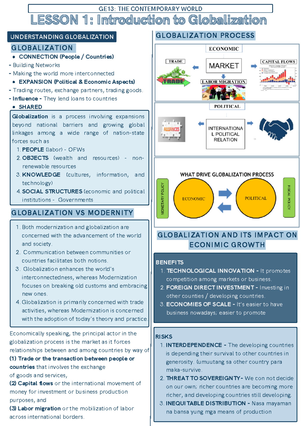 GE13 Lesson 1-3 - Economically speaking, the principal actor in the ...