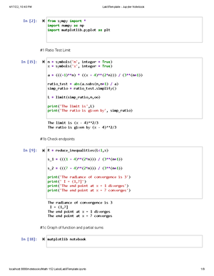 Lab 4 - Calculus 2 python Lab - Double-click to insert team members' names here: 1a Plot ...