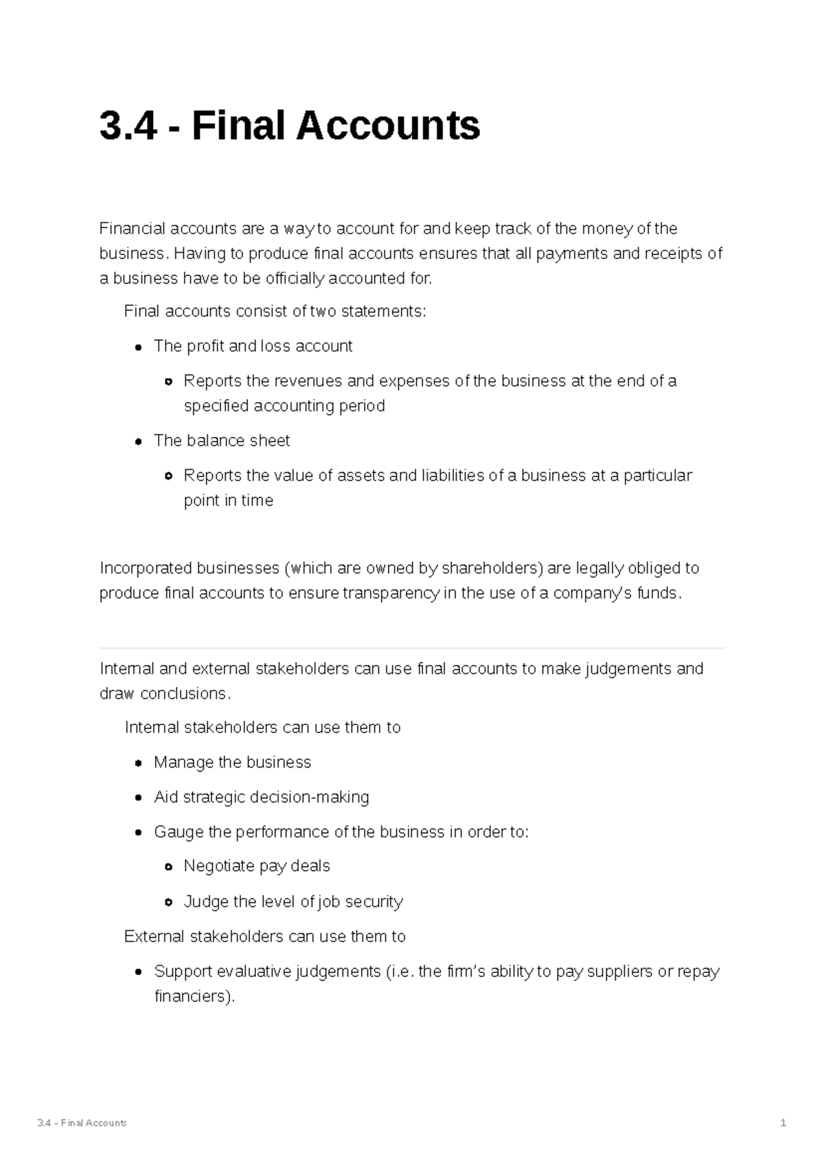 3.4 - Final Accounts - 3 - Final Accounts Financial accounts are a way ...
