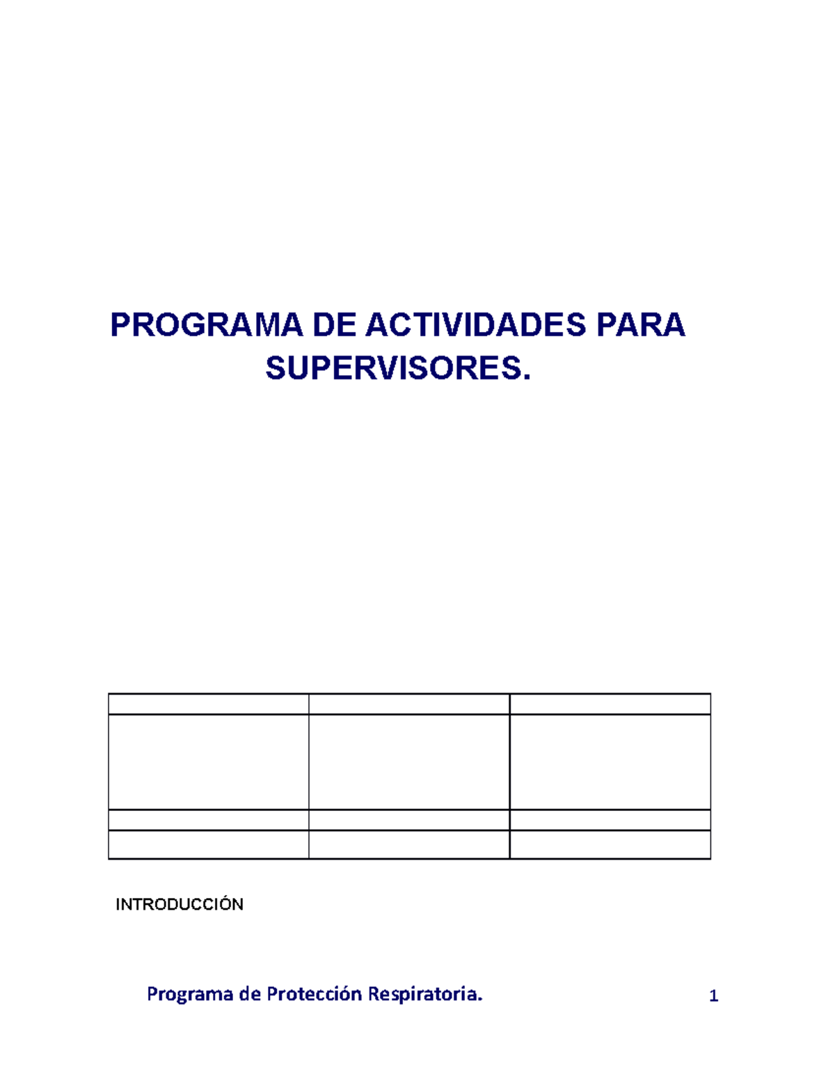 Programa DE Actividades PARA Supervisores - PROGRAMA DE ACTIVIDADES ...