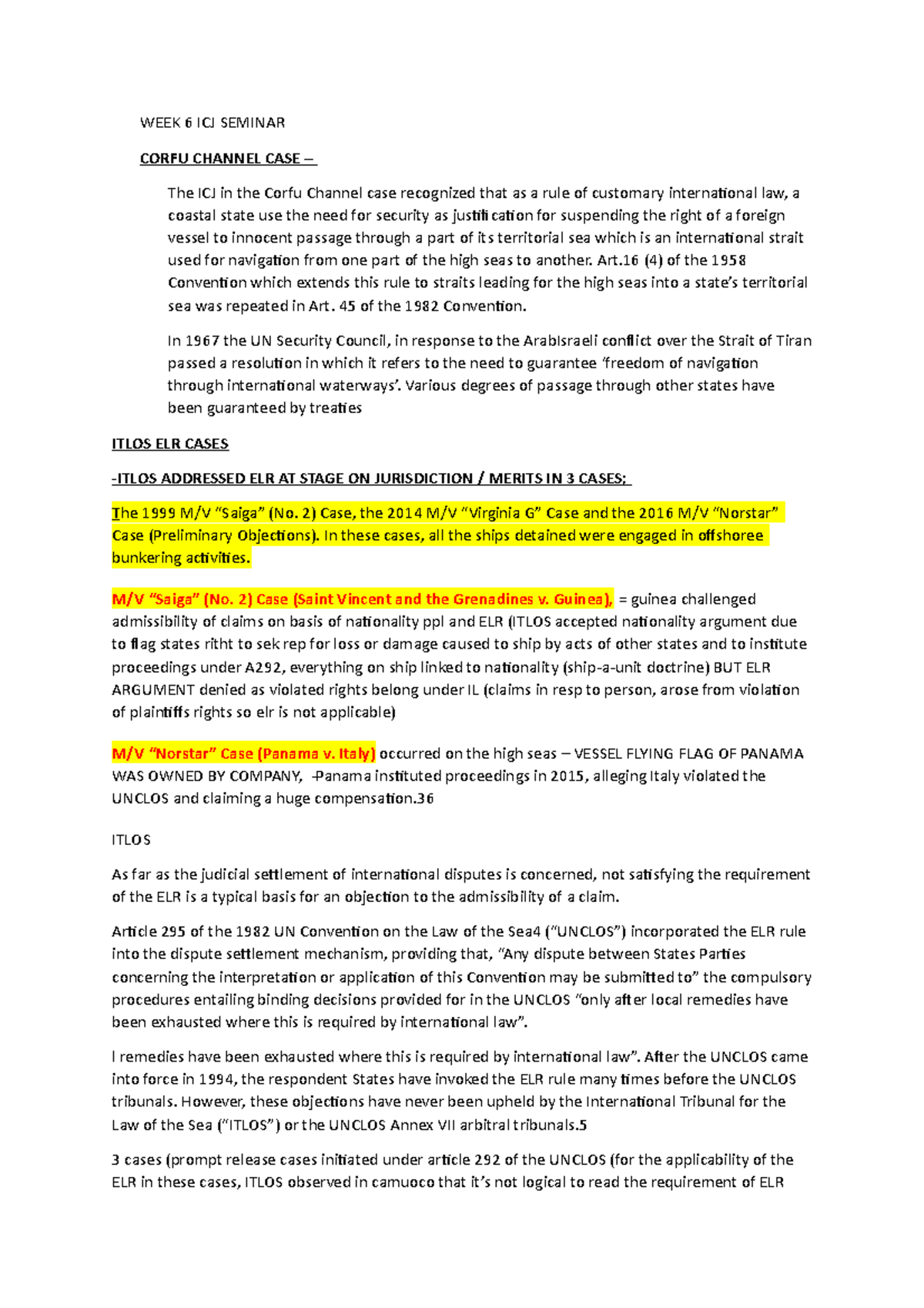IDR ICJ Seminar - WEEK 6 - WEEK 6 ICJ SEMINAR CORFU CHANNEL CASE – The ...