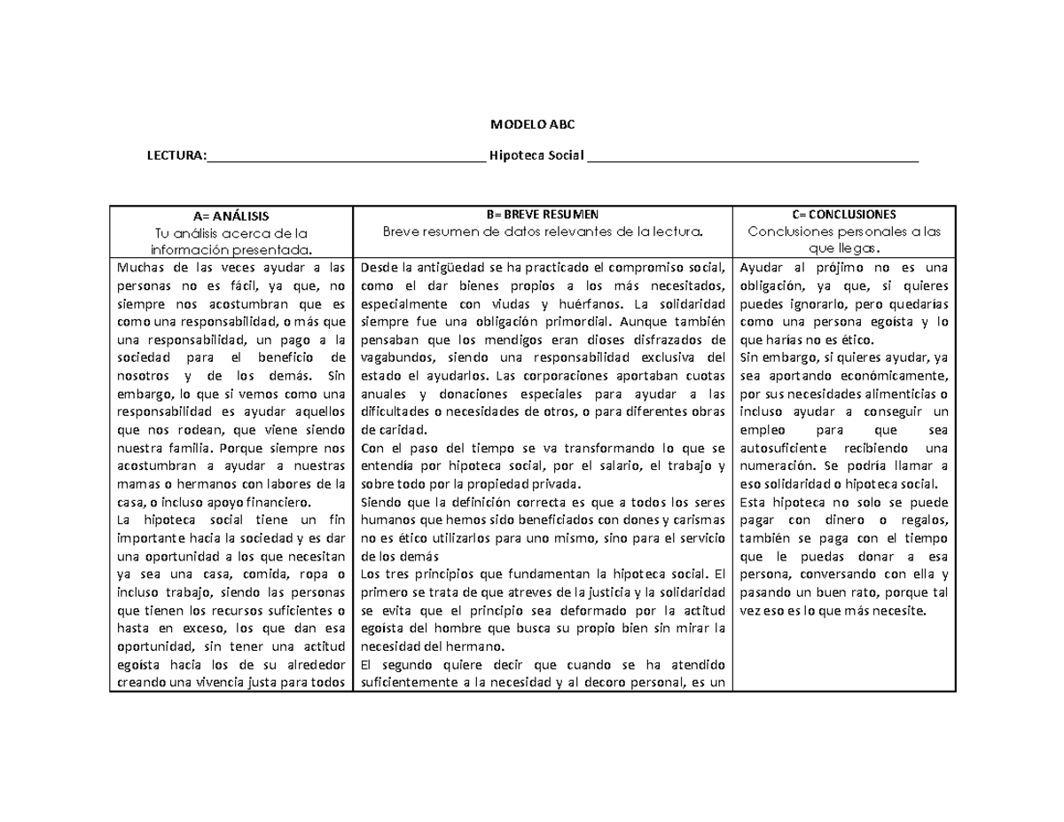 Modelo ABC Hipoteca social - MODELO ABC LECTURA ...
