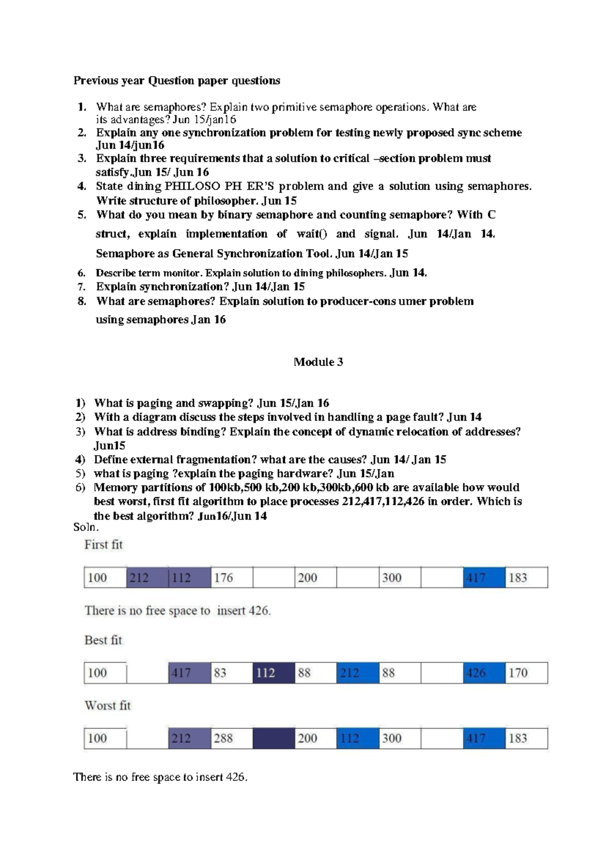 Question bank -module 2 and module 3 - Previous year Question paper ...