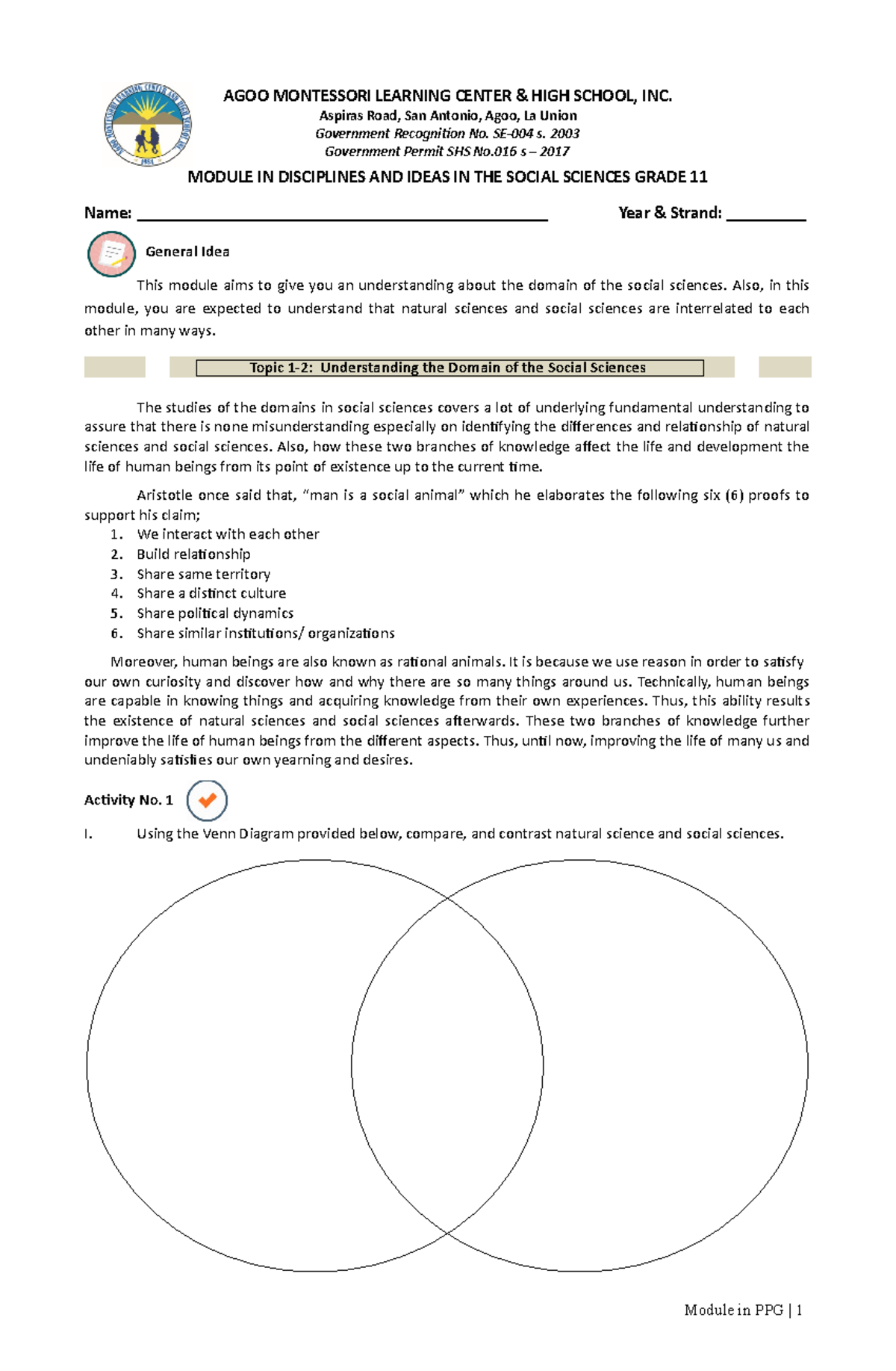 Understanding of Social Studies in the modern world - GE Science ...