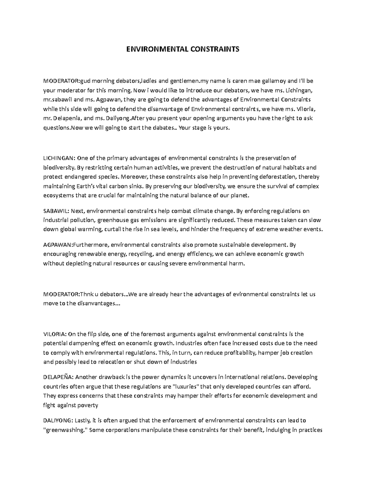 Environmental C-WPS Office - ENVIRONMENTAL CONSTRAINTS MODERATOR:gud ...