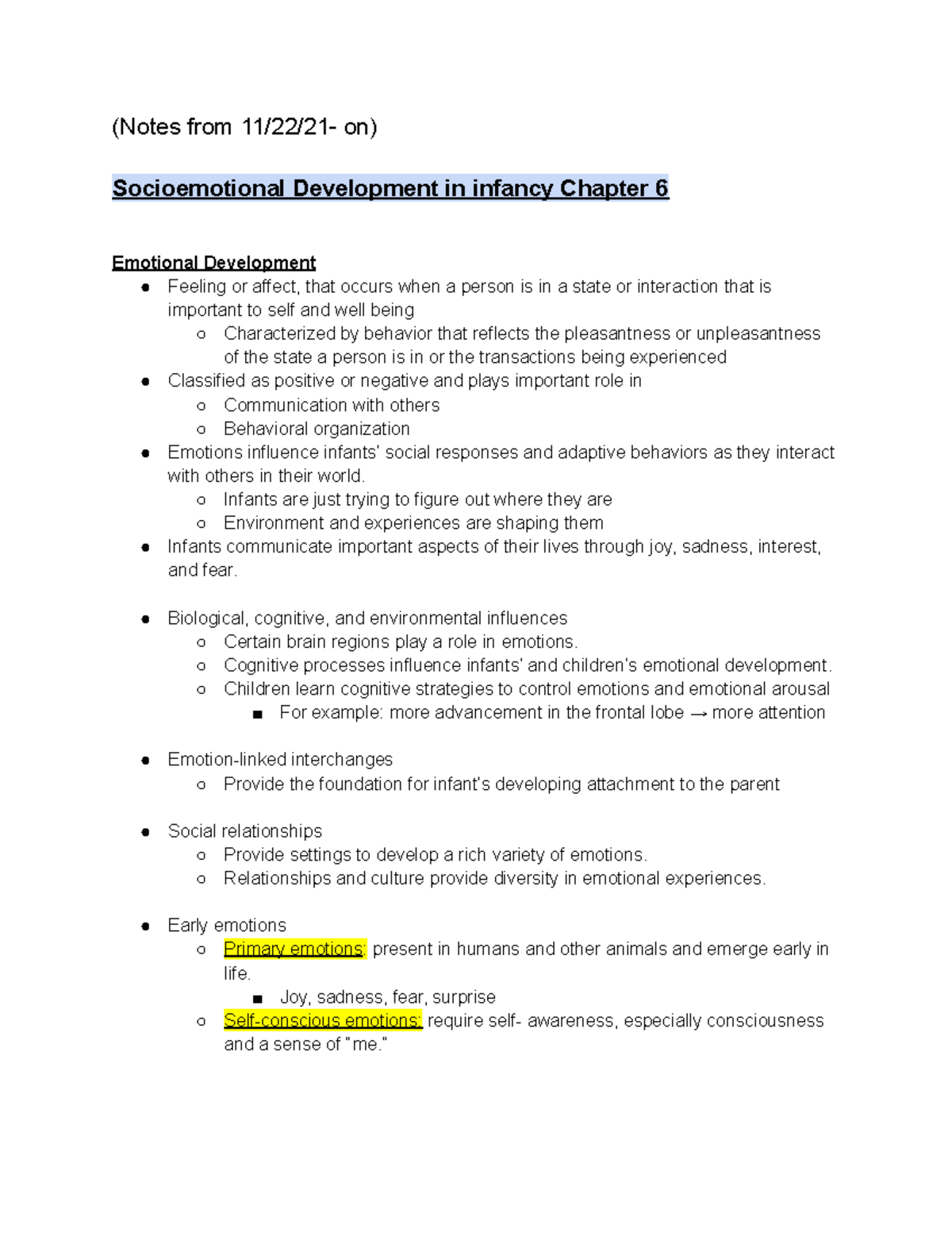 Pediatric Development Final Study Guide - (Notes from 11/22/21- on ...
