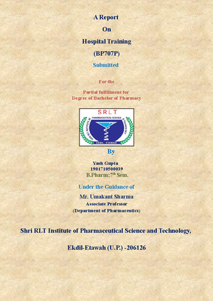 1617967728 B. Pharm 8TH Semester Project WORK - Pharmacology - Studocu