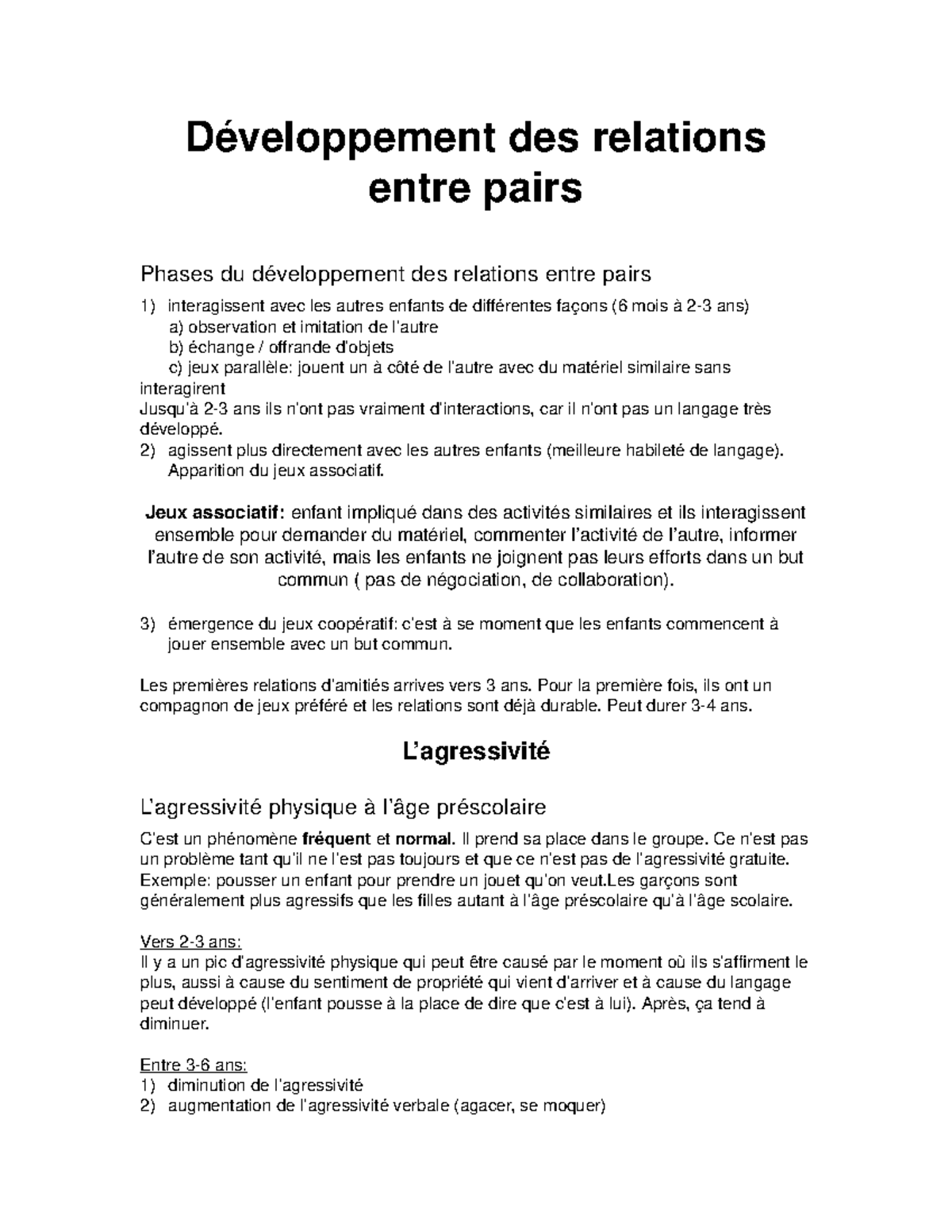 Relation avec les pairs - Développement des relations entre pairs ...