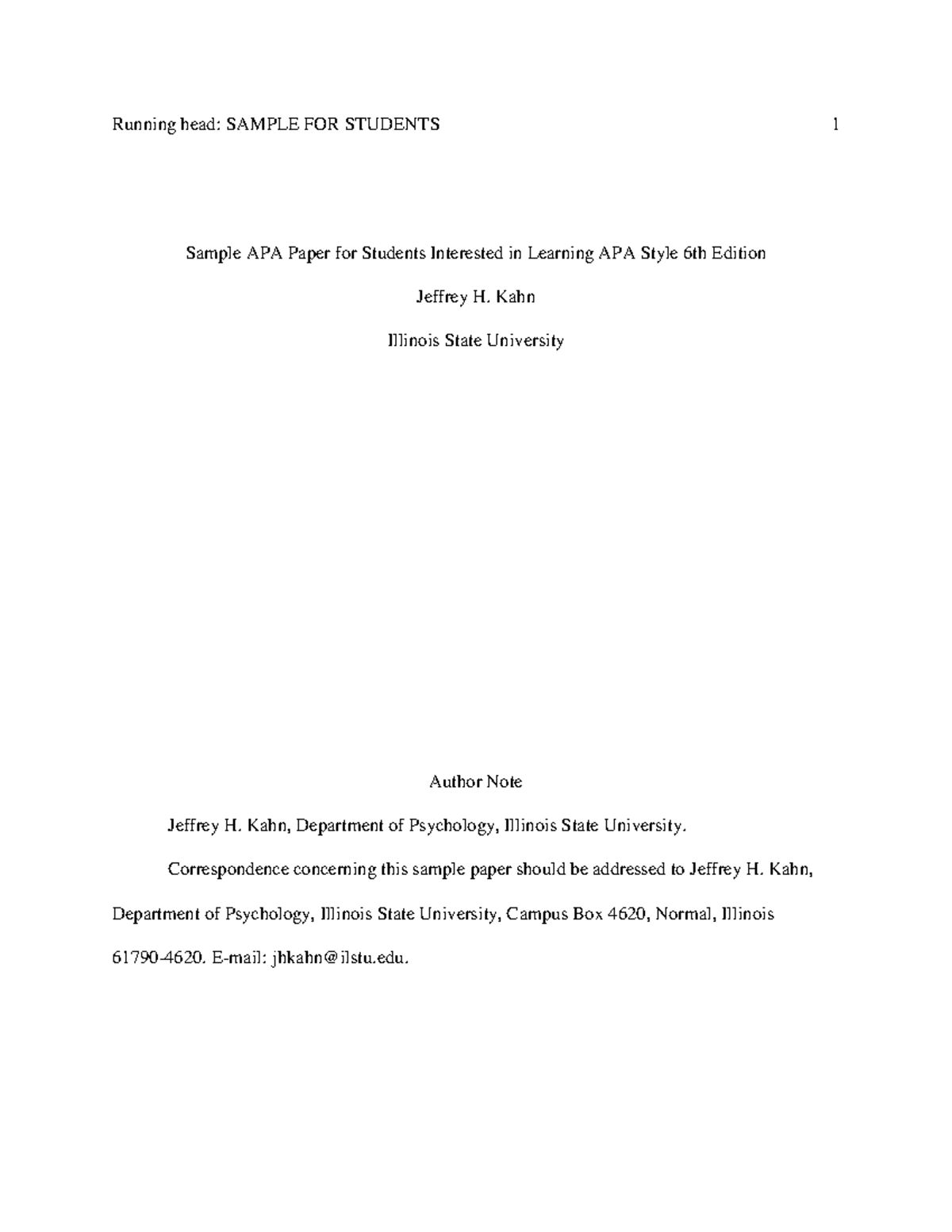 Sample APA Paper Running Head SAMPLE FOR STUDENTS 1 Sample APA Paper sample-apa-paper-running-head-sample-for-students-1-sample-apa-paper