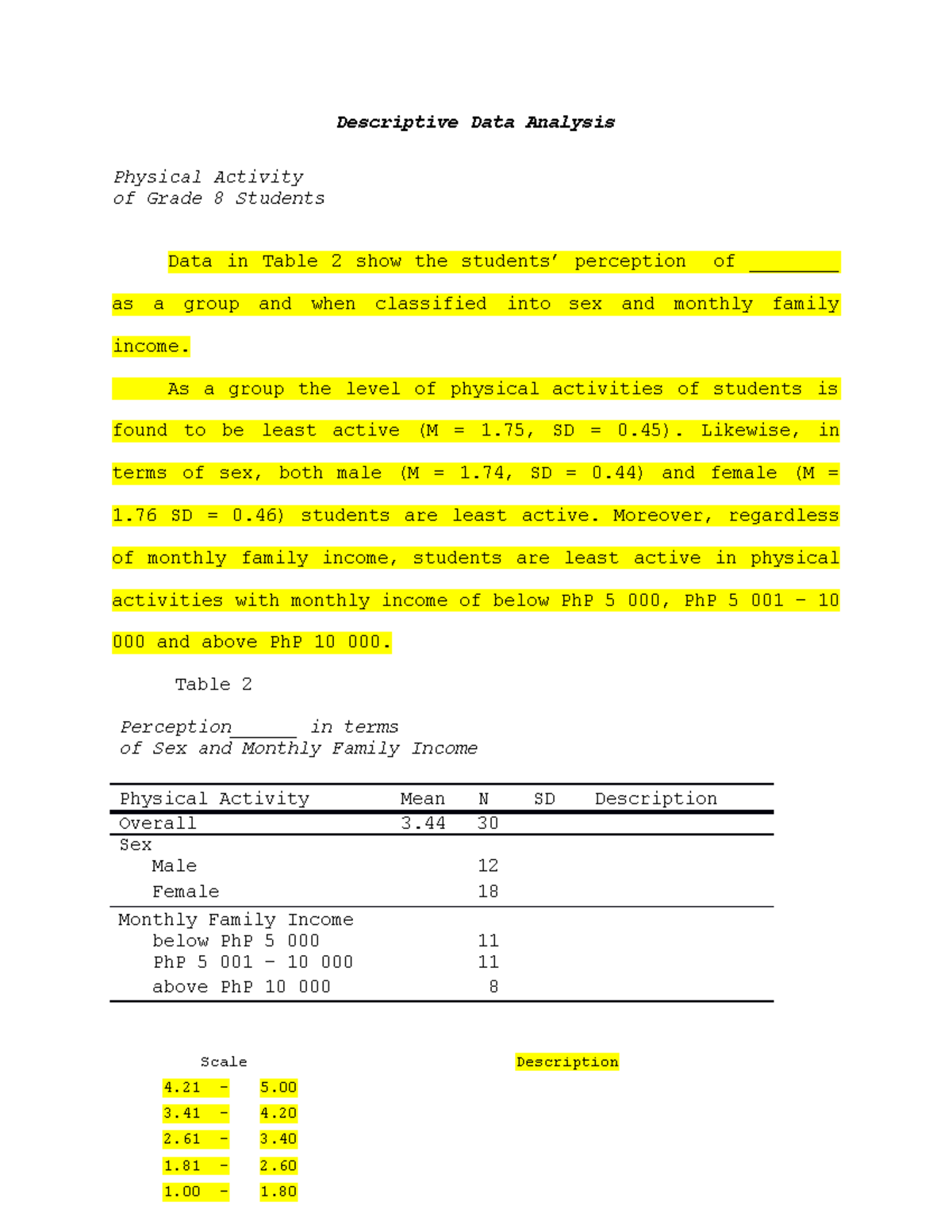 Data Analysis - LECTURE ONLY - Descriptive Data Analysis Physical ...