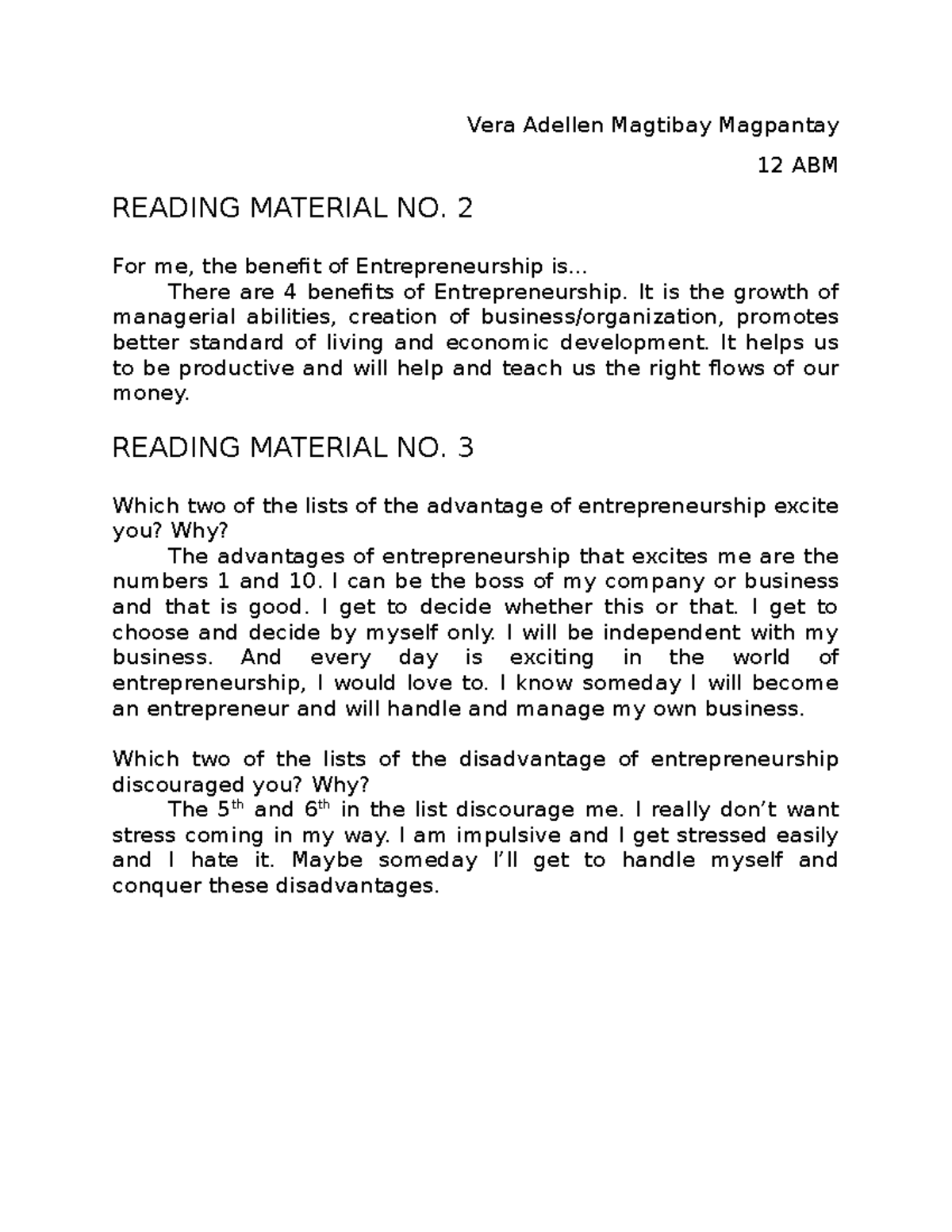 Entrep Lesson 1ffff - Vera Adellen Magtibay Magpantay 12 ABM READING ...