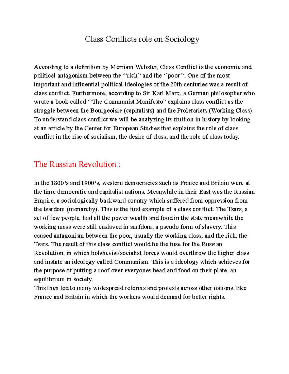 Class Conflict - mmmmmmmmmmmmmmmmmmmm - Class Conflicts role on ...