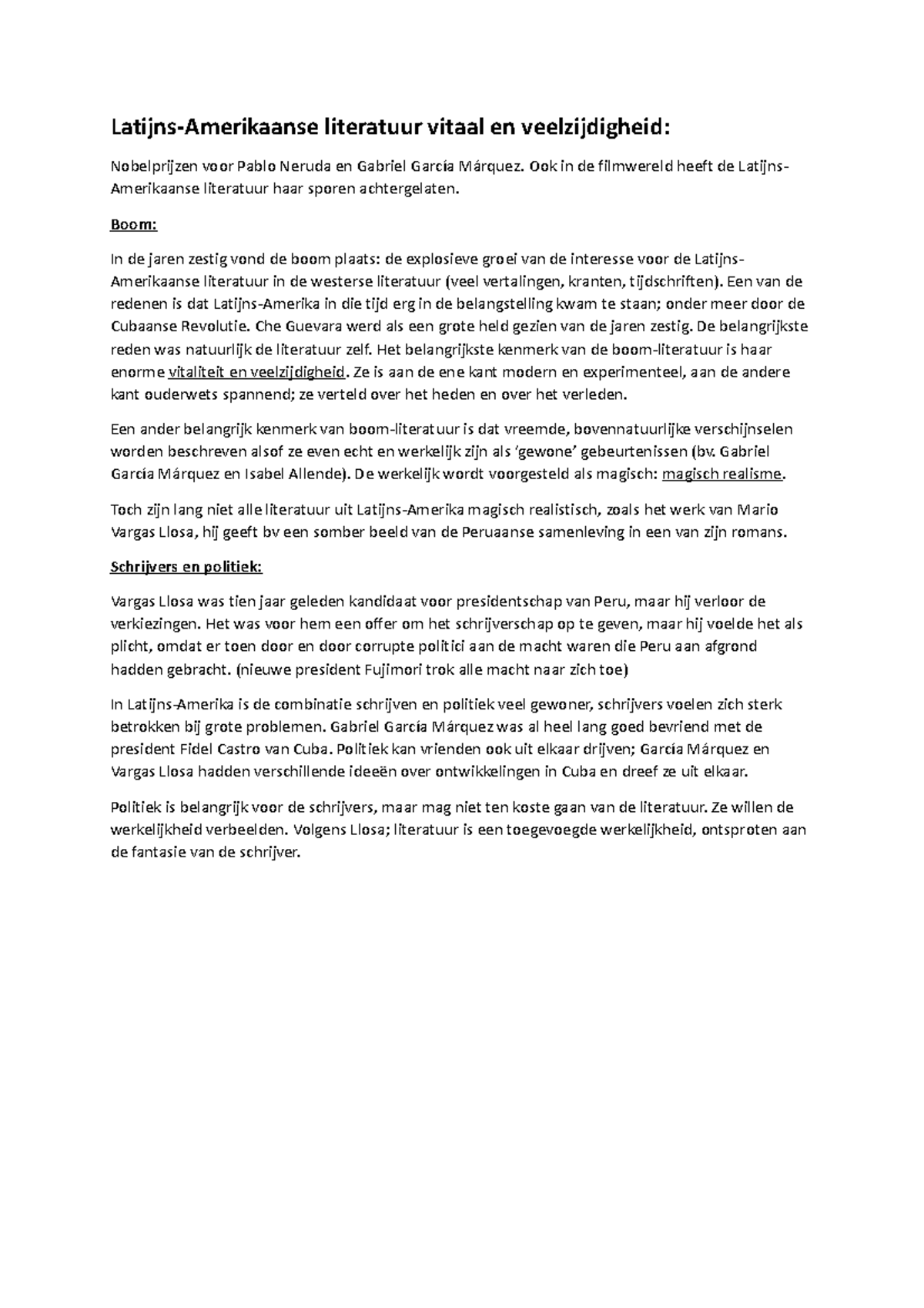 Samenvatting vitaal en veelzijdig Spaans - Latijns-Amerikaanse ...