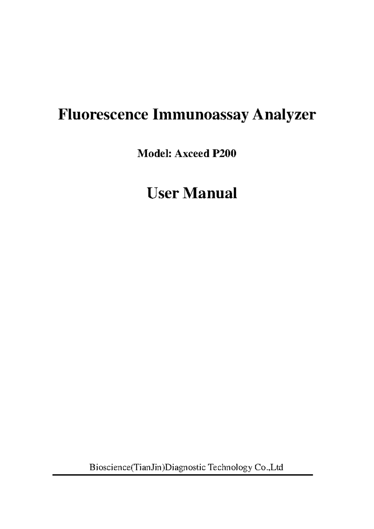 Axceed P200 User Manual - Fluorescence Immunoassay Analyzer Model ...