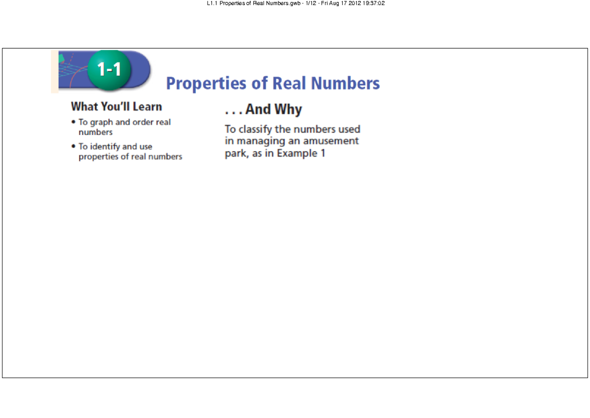 L1.1 Properties Of Real Numbers - Studocu